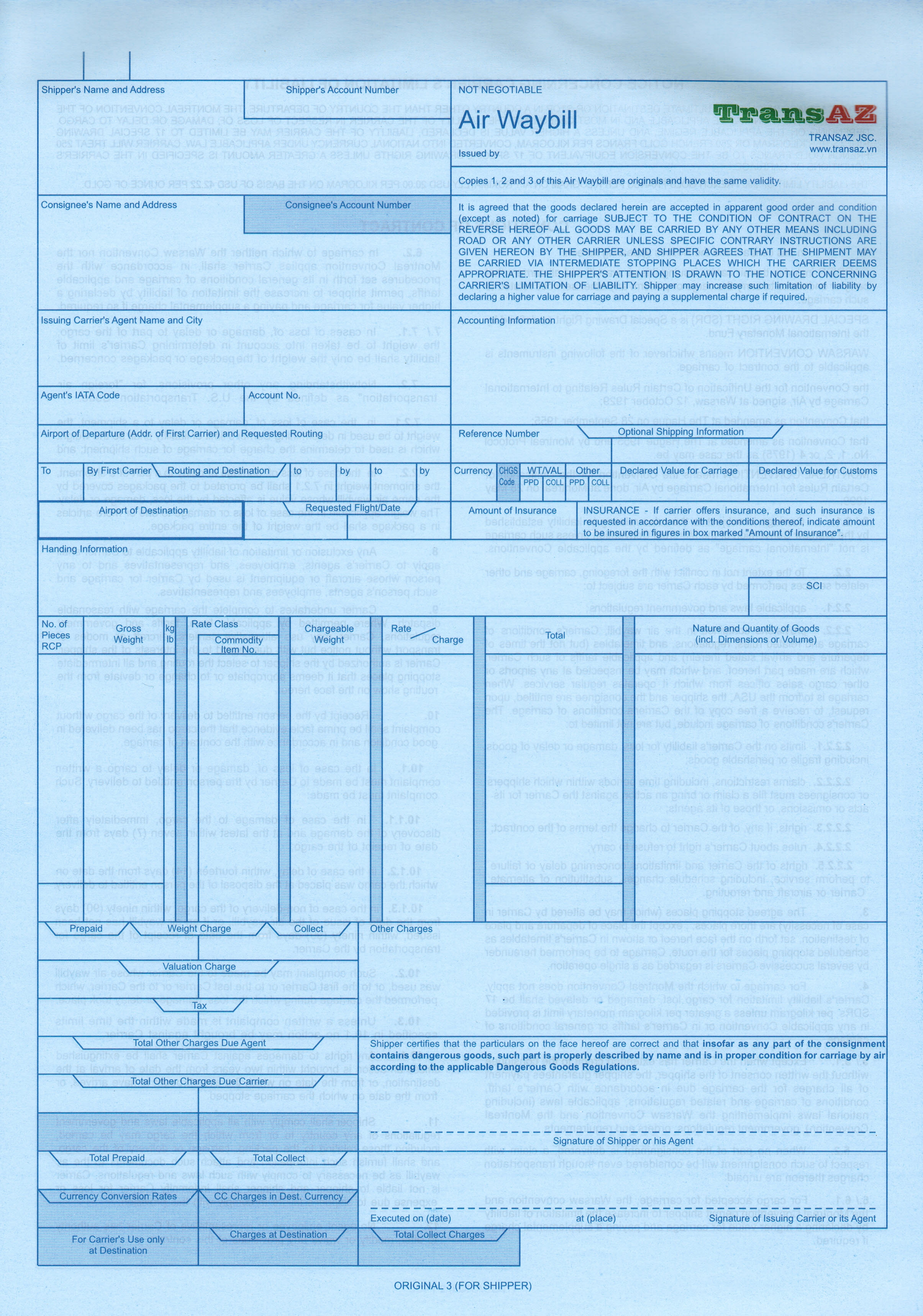 Vận Tải Hàng Không, Vận Chuyển Đường Không
